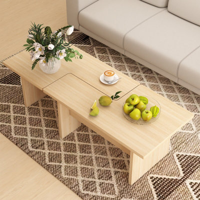 COSTWAY Set of 2 Modular Coffee Table L Shaped Nesting Accent Center ...