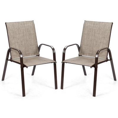 Costway Set of 2 Patio Chairs Portable High Back Garden Camping Dining ...