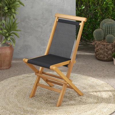 Costway Set of 2 Patio Folding Chairs Portable Garden Solid Teak Wood ...