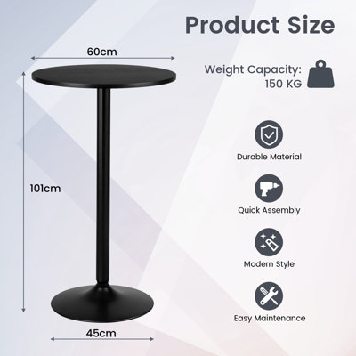Costway Set of 2 Round Top Pub Bar Table Standing Bistro Table w/ Solid ...