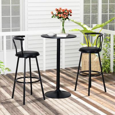 Costway Set of 2 Round Top Pub Bar Table Standing Bistro Table w/ Solid ...