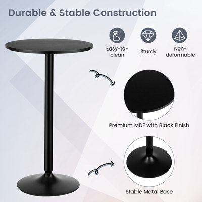 Costway Set of 2 Round Top Pub Bar Table Standing Bistro Table w/ Solid ...