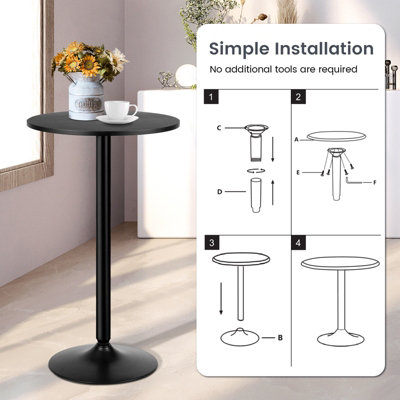 Costway Set of 2 Round Top Pub Bar Table Standing Bistro Table w/ Solid ...