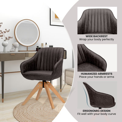 Costway Set of 2 Swivel Accent Chair Ergonomic Armchairs Writing Desk ...