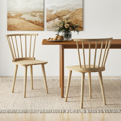 Costway Set of 2 Windsor Dining Chairs Wood Kitchen Chairs w Spindle Back