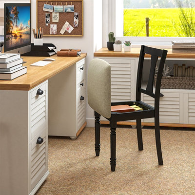 Costway Set of 2 Wooden Dining Chairs Kitchen Upholstered Accent Chair ...