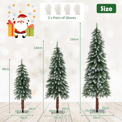 Costway Set of 3 Pre Lit Artificial Christmas Tree Slim Xmas Decora Tree 3 FT 4