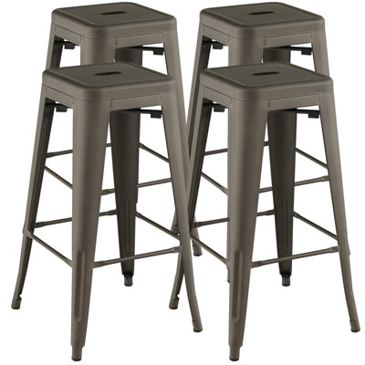 Costway Set of 4 Bar Stools Stackable Metal Stools Bar Height X-shaped ...
