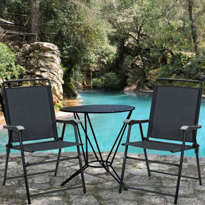 Costway Set of 4 Patio Folding Chairs Portable Armchair Dining Chair w ...