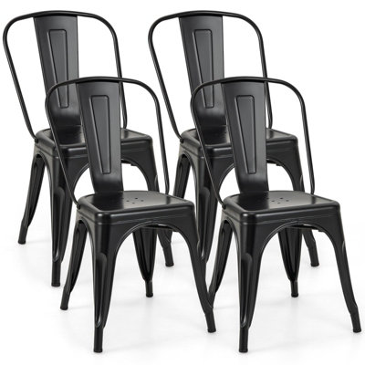 Costway Set of 4 Stackable Dinning Chairs Industrial Metal Bar Stools w ...
