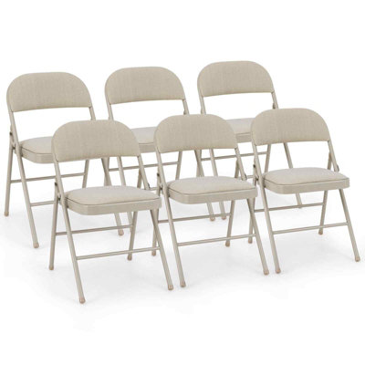 COSTWAY Set of 6 Folding Fabric Padded Chairs w/ Sponge Seat and ...