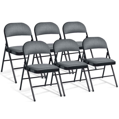 COSTWAY Set of 6 Folding Fabric Padded Chairs w/ Sponge Seat and ...
