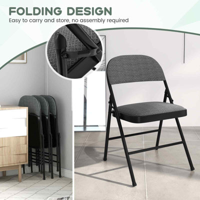 COSTWAY Set of 6 Folding Fabric Padded Chairs w/ Sponge Seat and ...