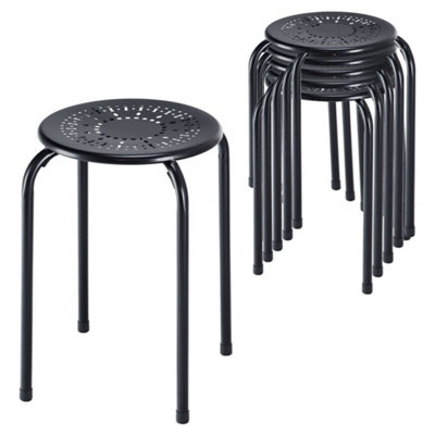 Costway Set of 6 Metal Stacking Stools Round Nesting Bar Stool with X ...