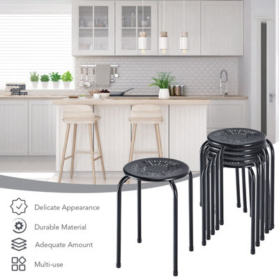 Costway Set of 6 Metal Stacking Stools Round Nesting Bar Stool with X ...