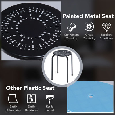 Costway Set of 6 Metal Stacking Stools Round Nesting Bar Stool with X ...