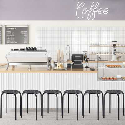 Costway Set of 6 Metal Stacking Stools Round Nesting Bar Stool with X ...