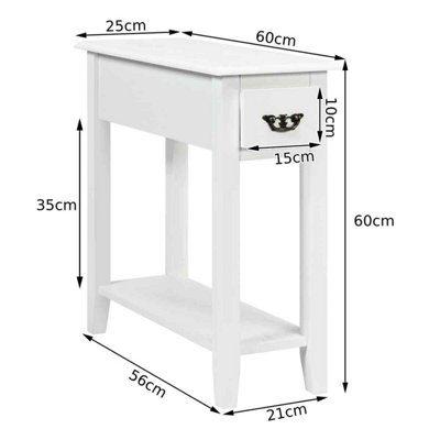 COSTWAY SIDE TABLE 2 TIER END TABLE W/ STORAGE DRAWER AND LOWER SHELF