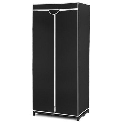 Costway Single Fabric Wardrobe Folding Clothes Closet with Hanging Rail ...
