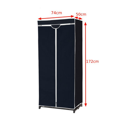 Costway Single Fabric Wardrobe Folding Clothes Closet with Hanging Rail ...