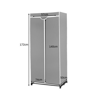 Costway Single Fabric Wardrobe Folding Clothes Closet with Hanging Rail ...