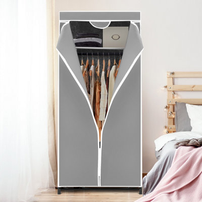 Costway Single Fabric Wardrobe Folding Clothes Closet with Hanging Rail ...