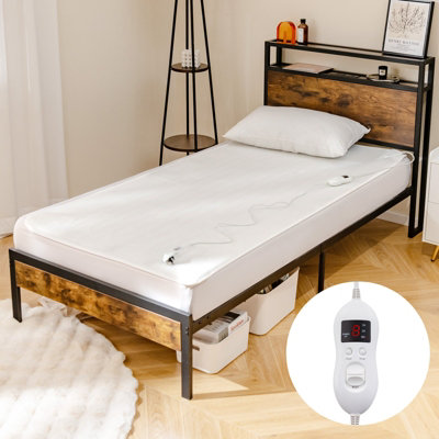 COSTWAY Single Size Heated Mattress Pad Electric Bed Blanket w/ 8 Temp ...