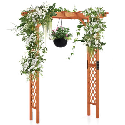 Costway Solid Wood Garden Arbor Outdoor Trellis Arch for Climbing ...