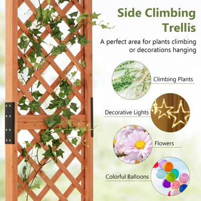 Costway Solid Wood Garden Arbor Outdoor Trellis Arch for Climbing ...
