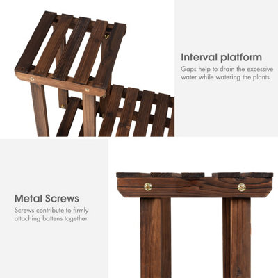 Costway Solid Wood Plant Stand Indoor Outdoor Multi Layer Plant Pot Holder