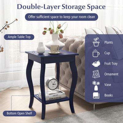 COSTWAY Square End Table with Elegant Curved Legs