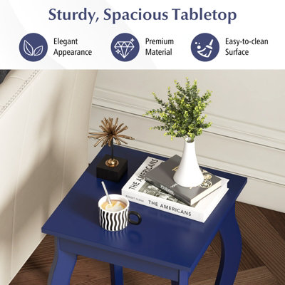 COSTWAY Square End Table with Elegant Curved Legs