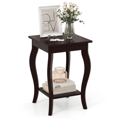 COSTWAY Square End Table with Elegant Curved Legs