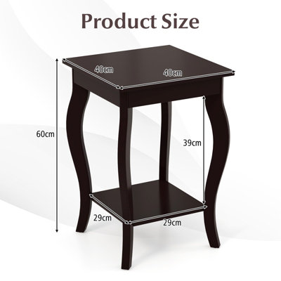COSTWAY Square End Table with Elegant Curved Legs