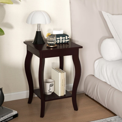 COSTWAY Square End Table with Elegant Curved Legs