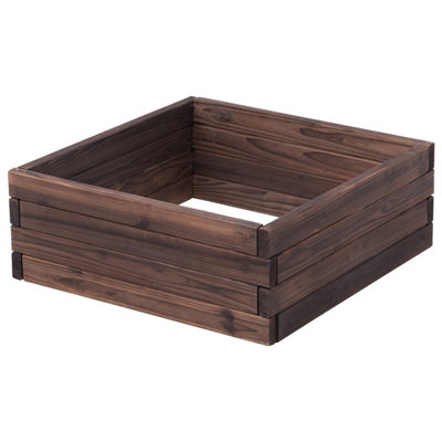 Costway Square Planter Box 60 x 60 cm Wood Raised Garden Bed Planter ...