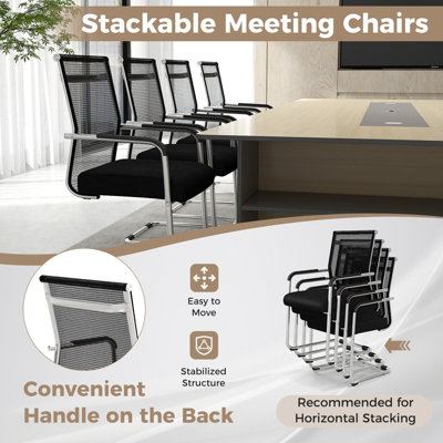 Costway Stackable Office Reception Chairs Set of 4 Mid Back Guest Chairs