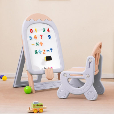 COSTWAY Standing Kids Art Easel Height-adjustable & Foldable Kids Easel ...