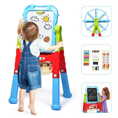 Costway Standing Kids Drawing Board Double Sided Easel w/Storage ...