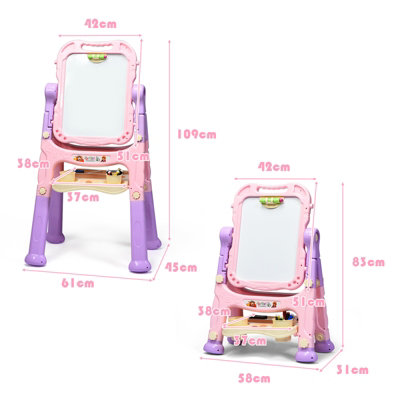 Costway Standing Kids Drawing Board Double Sided Easel w/Storage ...