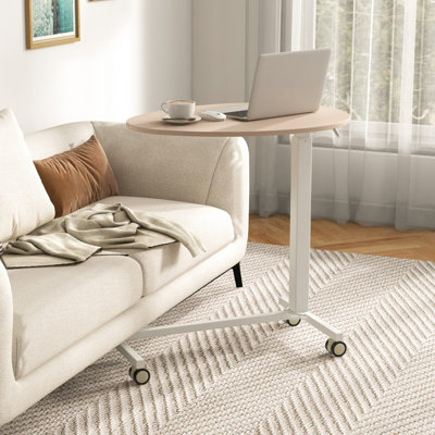 Costway Standing Laptop Table Height Adjustable Rolling Desk w/ Oval ...