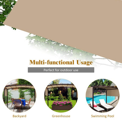 COSTWAY Sunblock Shade Cloth 17FT x 7FT UV Resistant Sun Shade Canopy w ...