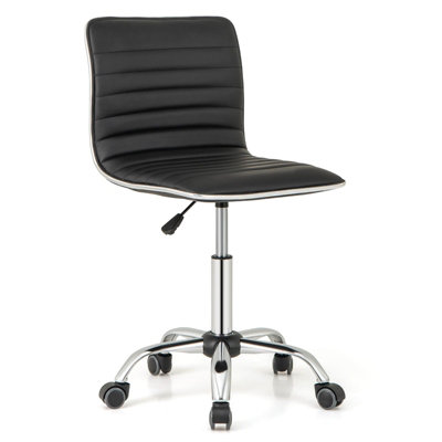 Costway Task Chair Adjustable Office Chair w/ Swivel Seat & Wheels-Black