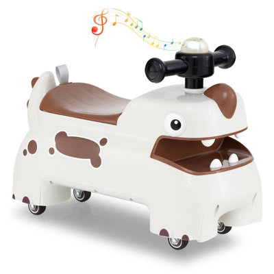 COSTWAY Toddler Ride on Toy Sit to Stand Riding Racer W/ Seat Storage White