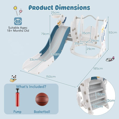 COSTWAY Toddler Slide and Swing Set 4-in-1 Indoor Playground w ...