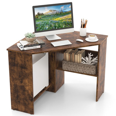Costway Triangular Corner Desk Home Office Computer Desk Laptop Workstation