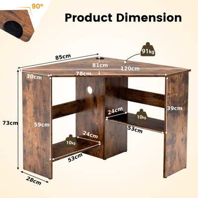 Costway Triangular Corner Desk Home Office Computer Desk Laptop Workstation