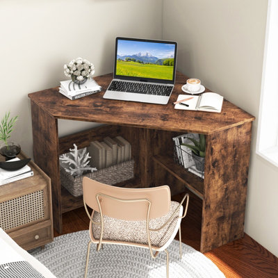 Costway Triangular Corner Desk Home Office Computer Desk Laptop Workstation