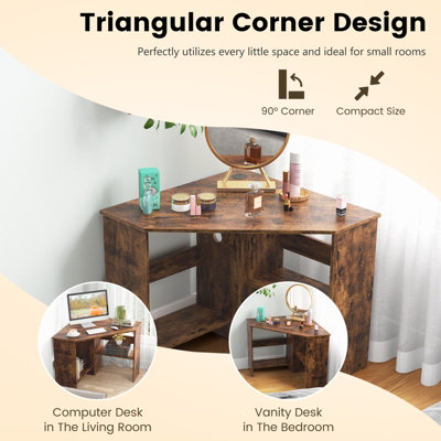 Costway Triangular Corner Desk Home Office Computer Desk Laptop Workstation