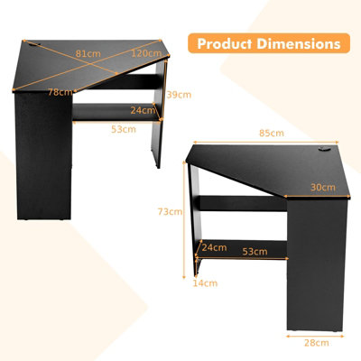 Costway Triangular Corner Desk Home Office Computer Desk Laptop Workstation